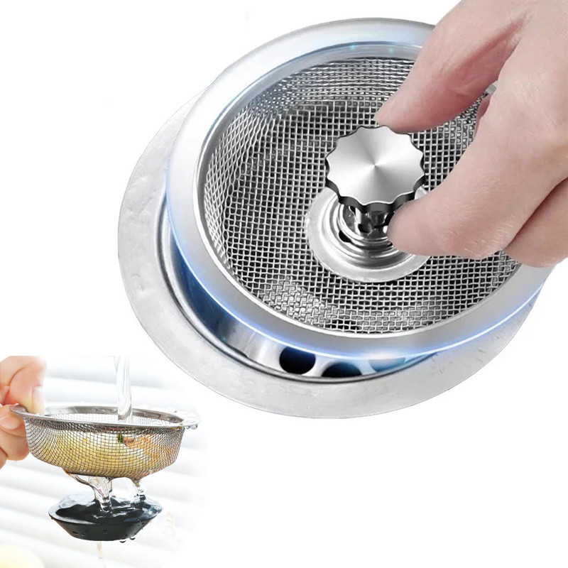 Jual Kitchen Sink Stainless Steel Filter Sewer Mesh Strainers ...