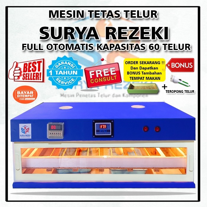 Jual Mesin tetas / penetas telur full otomatis kap 60 telur untuk telor ...