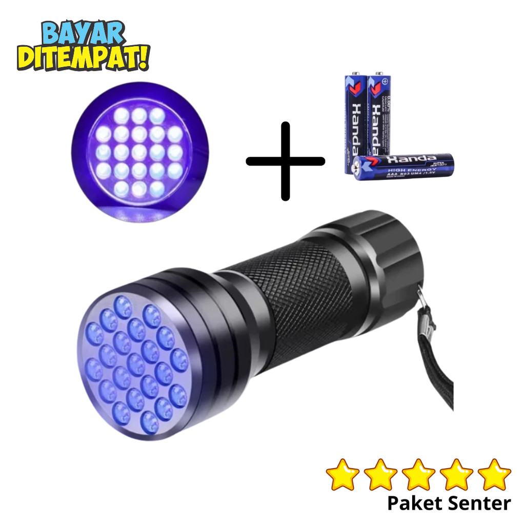 Jual Paket Senter Senter Ultraviolet - Senter UV Light 21 LED Deteksi ...