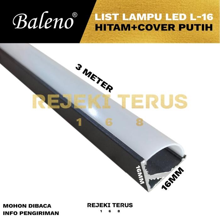 Jual List Lampu LED Strip Siku HITAM 3 METER Rumah Lis Cover Aluminium ...