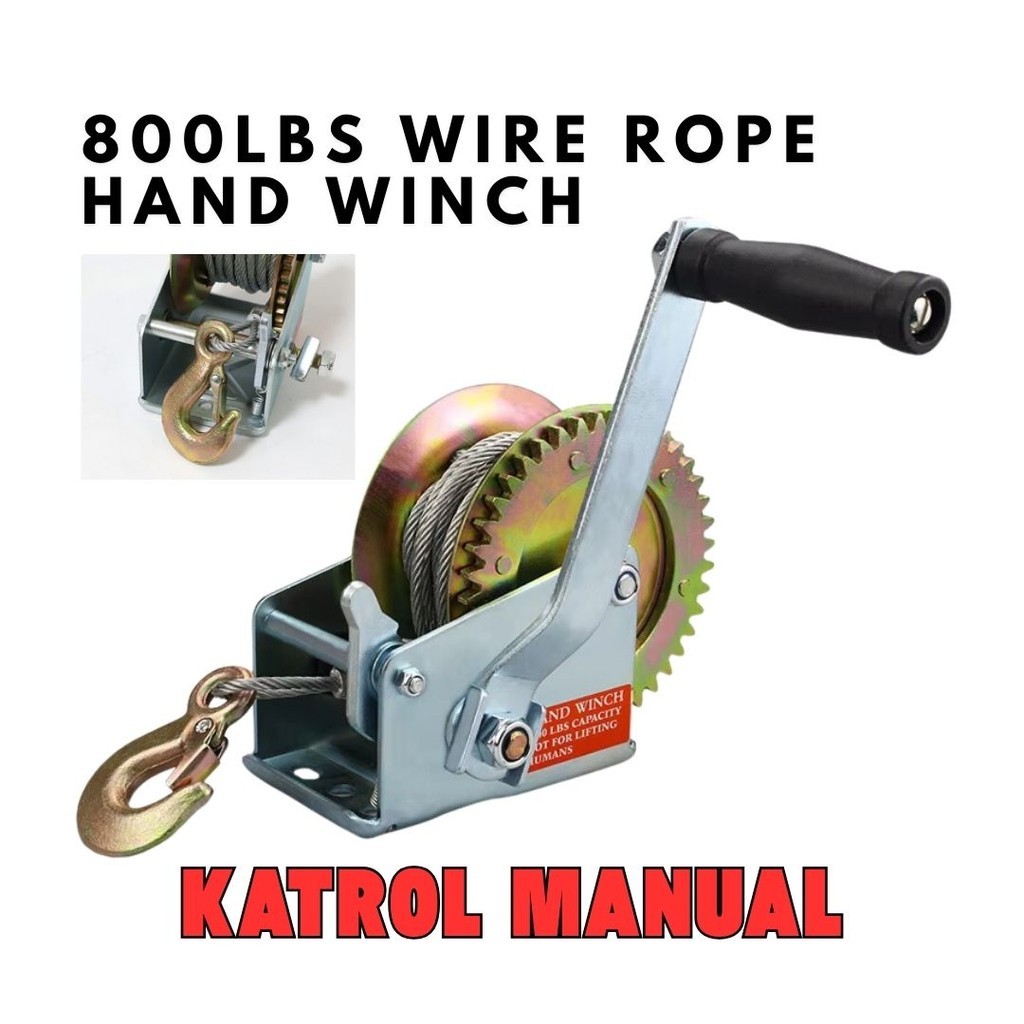 Jual 800LBS Wire Rope Hand Winch Katrol Kualitas Tinggi Manual ...