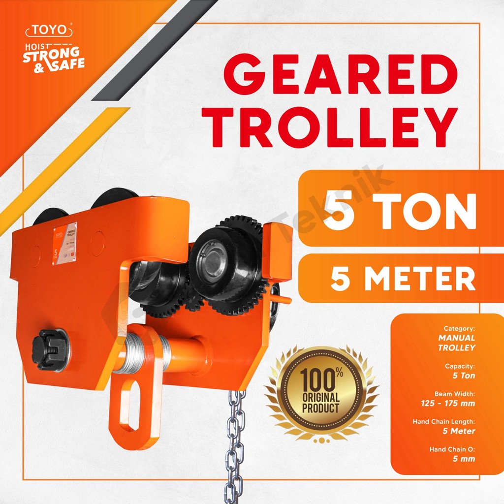 Jual TOYO GEARED TROLLEY/ GEAR TROLI HOIST 5 TON | Shopee Indonesia