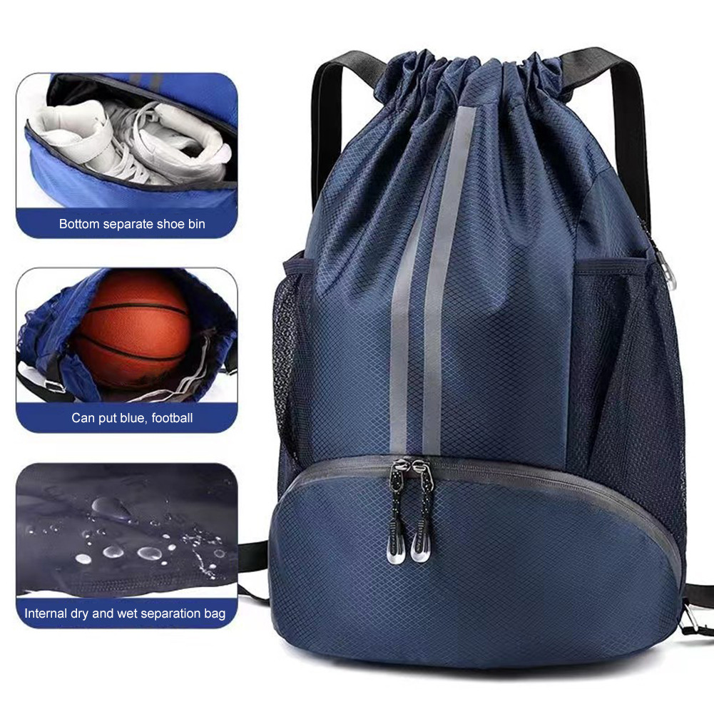 Jual Drawstring Basketball Bag with Shoe Compartment Outdoor Sports Bag ...