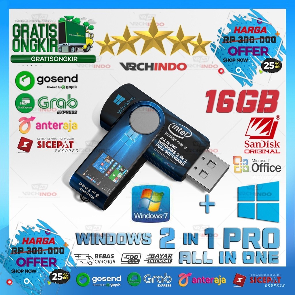 Jual Flashdisk USB Installer Multi OS (2 in 1 Boot) untuk Instalasi Sistem Operasi Komputer PC ...