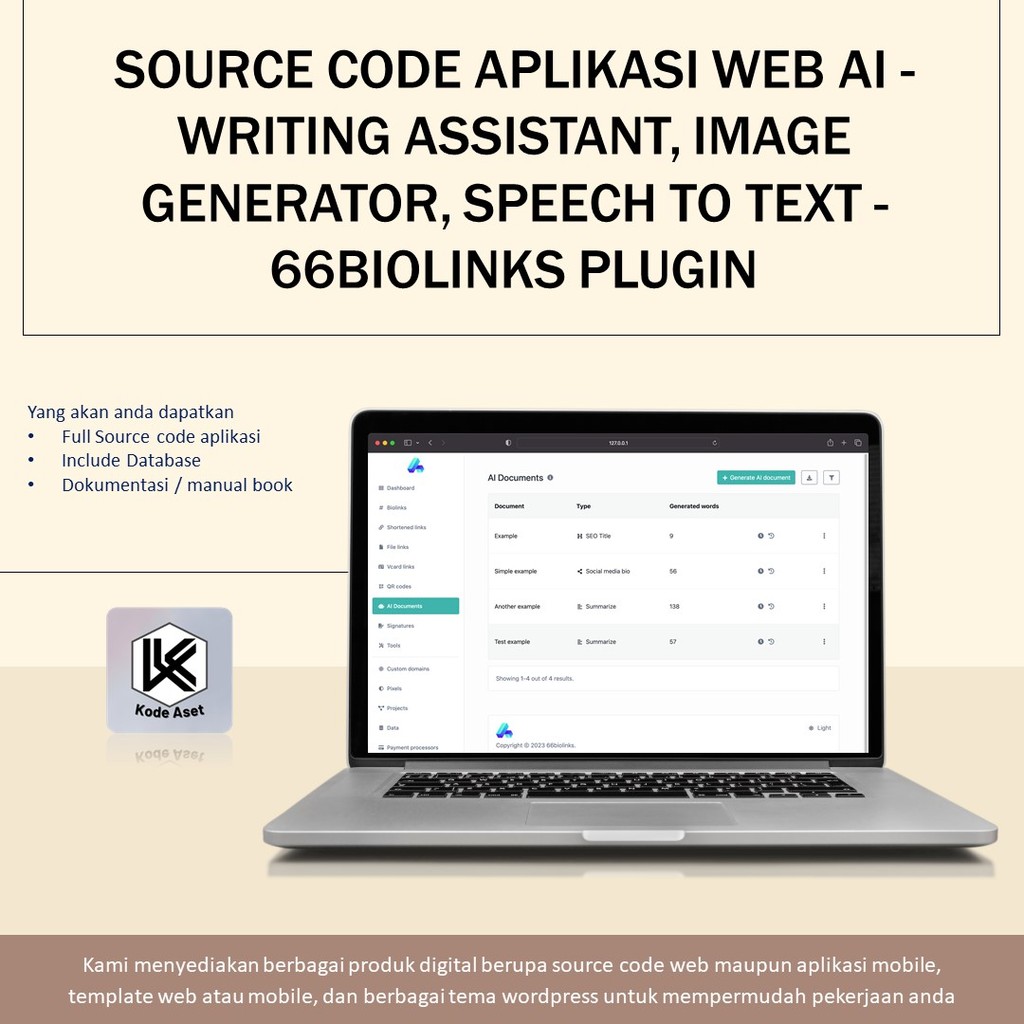 Jual SOURCE CODE APLIKASI WEB AI - WRITING ASSISTANT, IMAGE GENERATOR, SPEECH TO TEXT ...