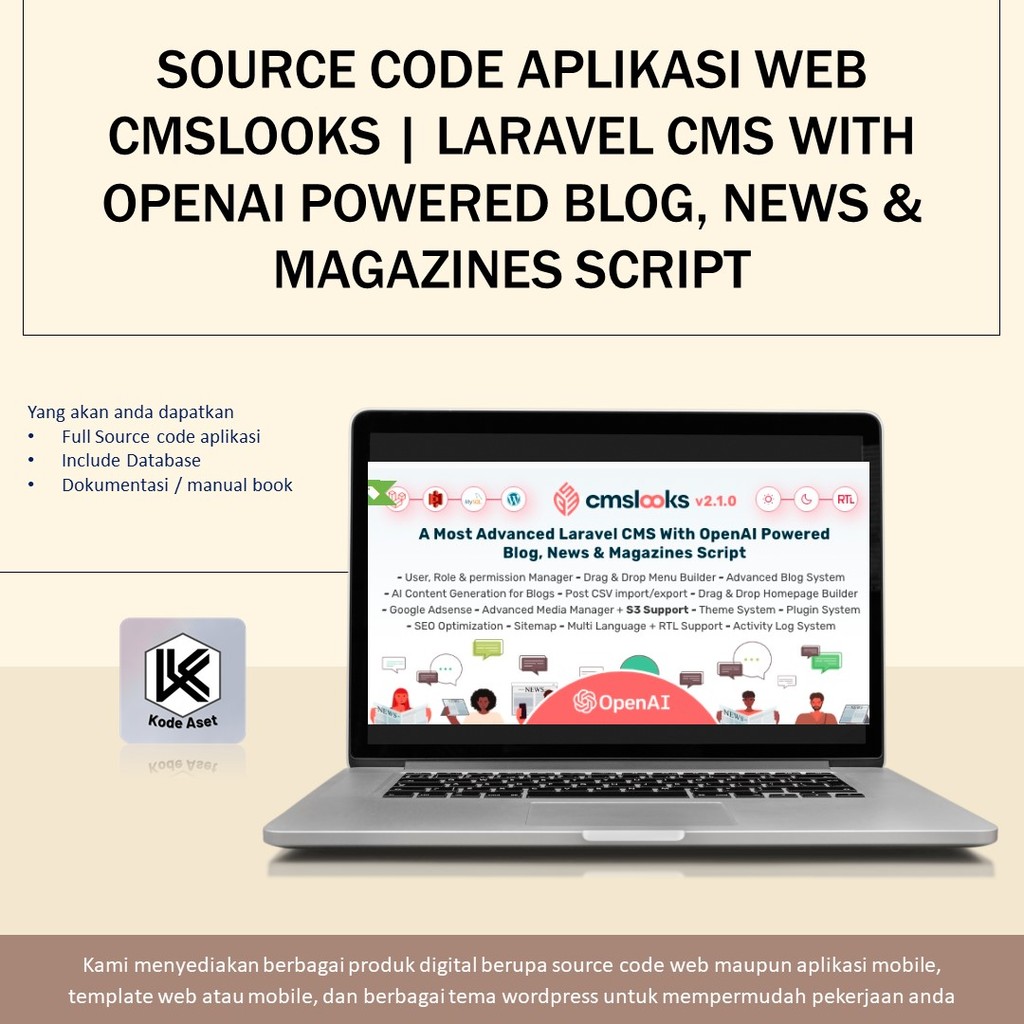 Jual SOURCE CODE APLIKASI WEB CMSLOOKS | LARAVEL CMS WITH OPENAI POWERED BLOG, NEWS & MAGAZINES ...