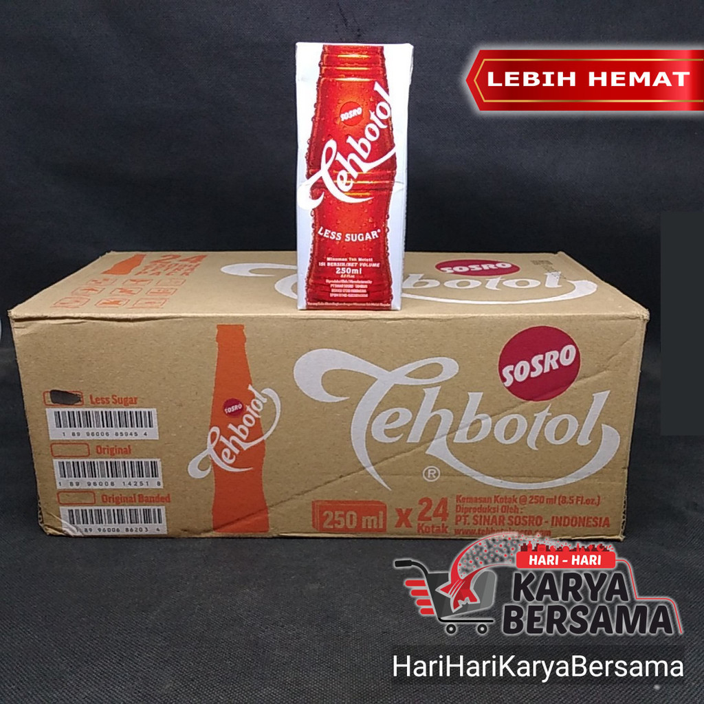 Jual MINUMAN TEH BOTOL SOSRO LESS SUGAR PER CARTON ISI 24'S X 250ML | Shopee Indonesia