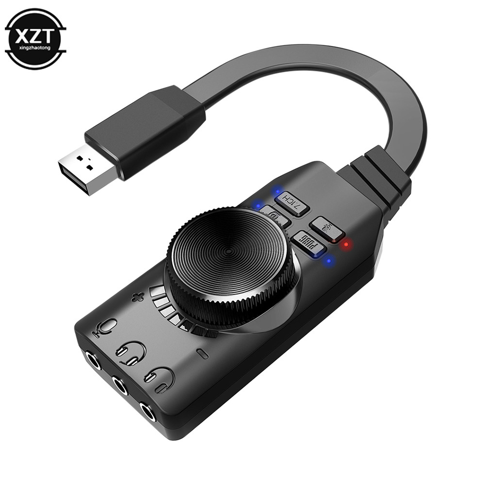 Jual 7.1Channel External USB Computer Game Sound Card for PUBG Gaming External Audio Card 3.5mm ...