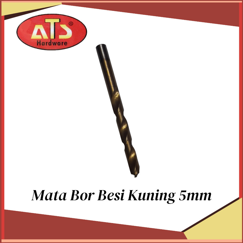 Jual ATS Mata Bor Besi HSS Kuning 5mm / HSS Drill Bit Kuning 5 mm / Bor ...