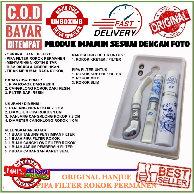 Jual SET PIPA FILTER SARINGAN ASAP PERMANEN MOTIF NAGA HANJUE HJ713 ...