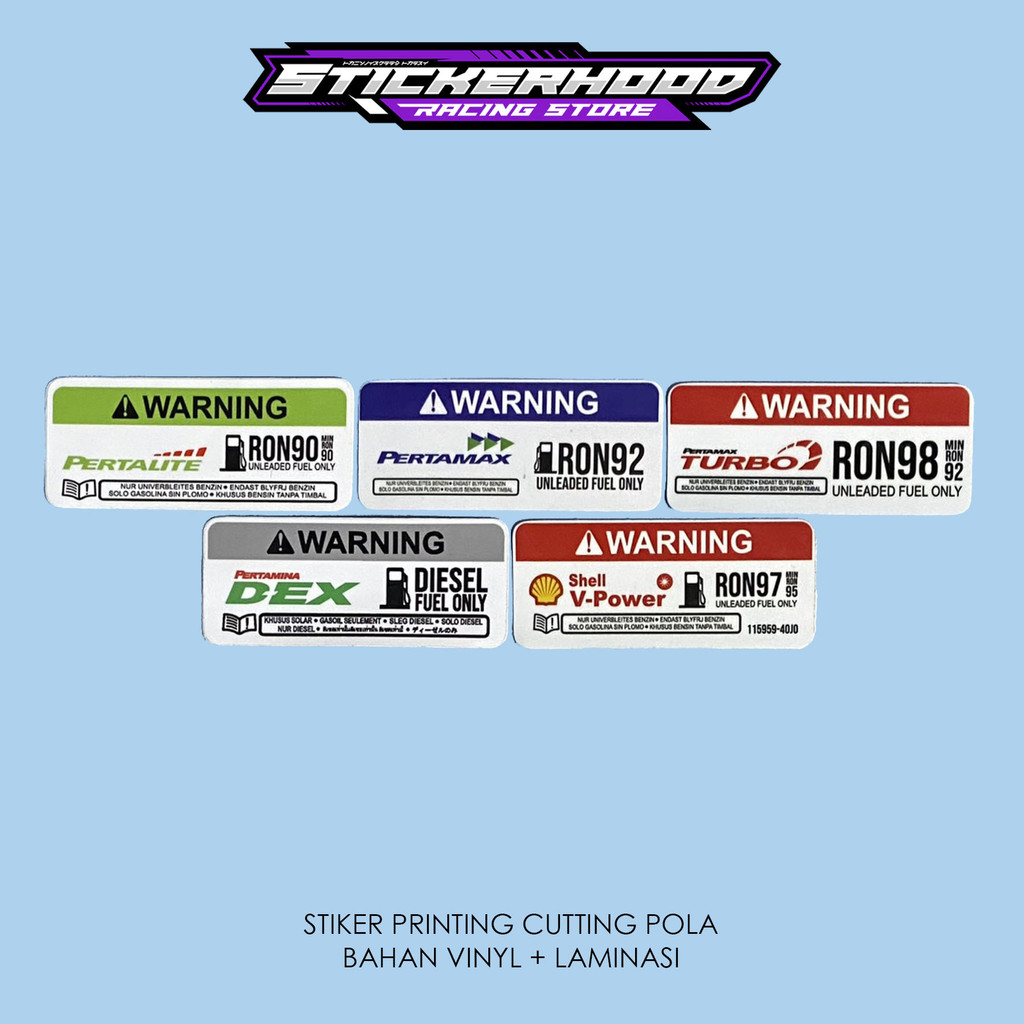 Jual STICKER STIKER UNLEADED FUEL WARNING RON 92 98 PERTALITE PERTAMAX ...