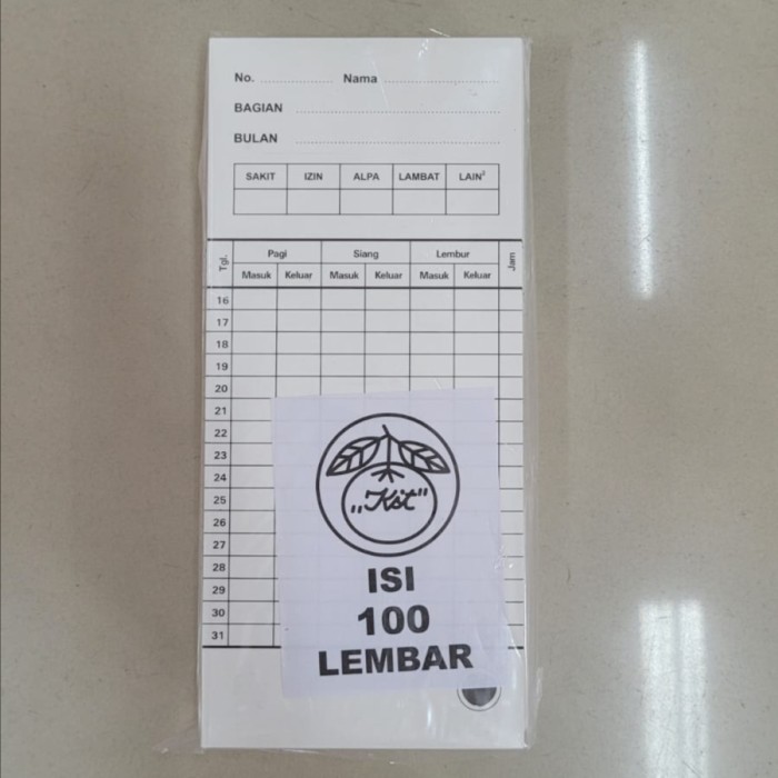 Jual Kartu Absen Amano / Kertas Absensi Manual Polos - 1 pack isi 100 ...