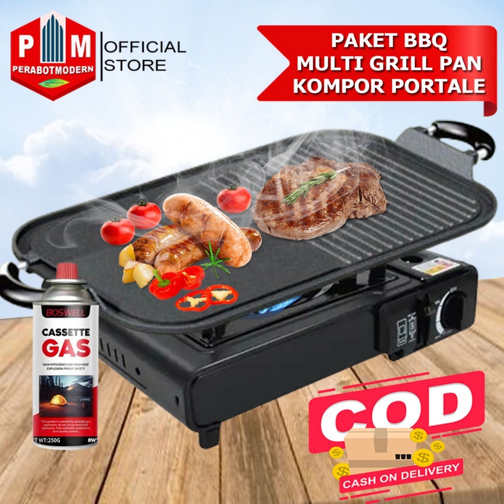 Jual Paket BBQ Multi Grill Pan 32cm Plus Kompor Portable | Shopee Indonesia