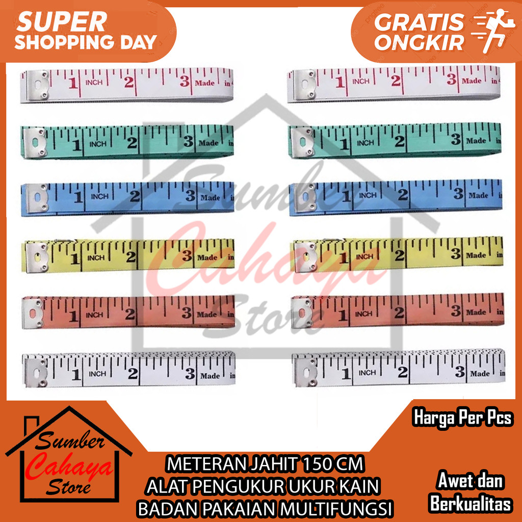 Jual Meteran Jahit Alat Jait Lembut Mini Tali Kain Pita Saku Lingkar ...