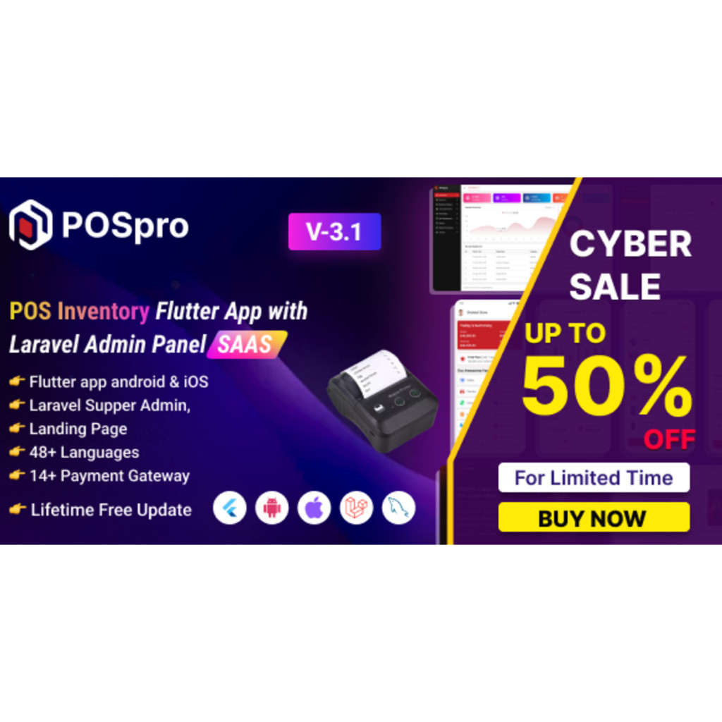 Jual POSpro - POS Inventory Flutter App with Laravel Admin Panel SAAS BISA PRINTER BLUETOOTH ...