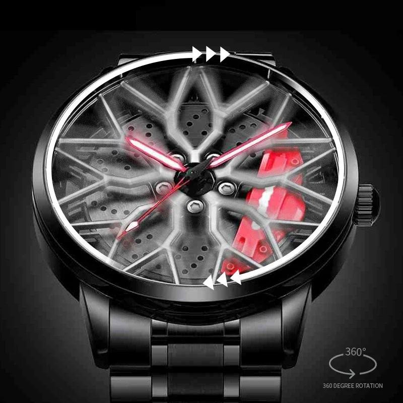Jual Fashion 3D Spinning Sport Rim Hub Wheel Watches Mens Sports Luxury ...