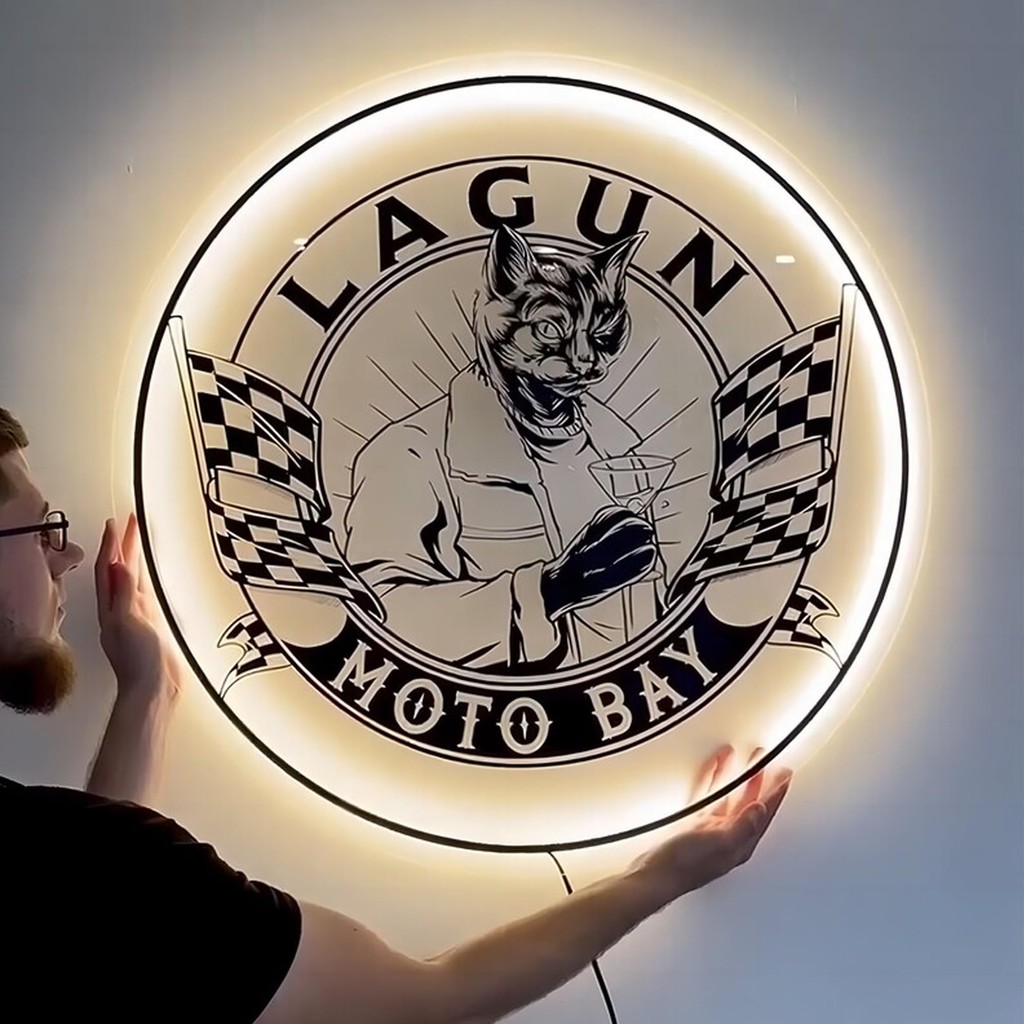Jual Custom Acrylic Sign Personalise Signboard Business Neon LED Circle ...