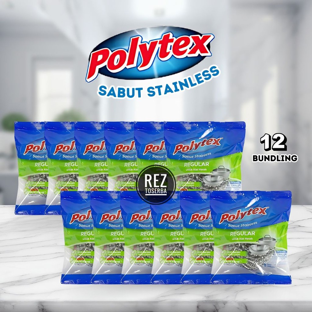 Jual ISI 12 PCS Polytex Sabut Stainless Regular / Sabut Cuci Piring ...