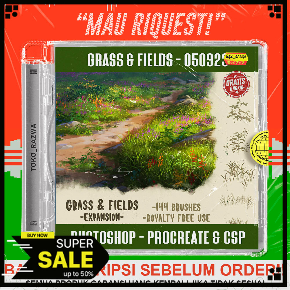 Jual Photoshop - Procreate - CSP Brush - Grass & Fields - 050923 HD ...