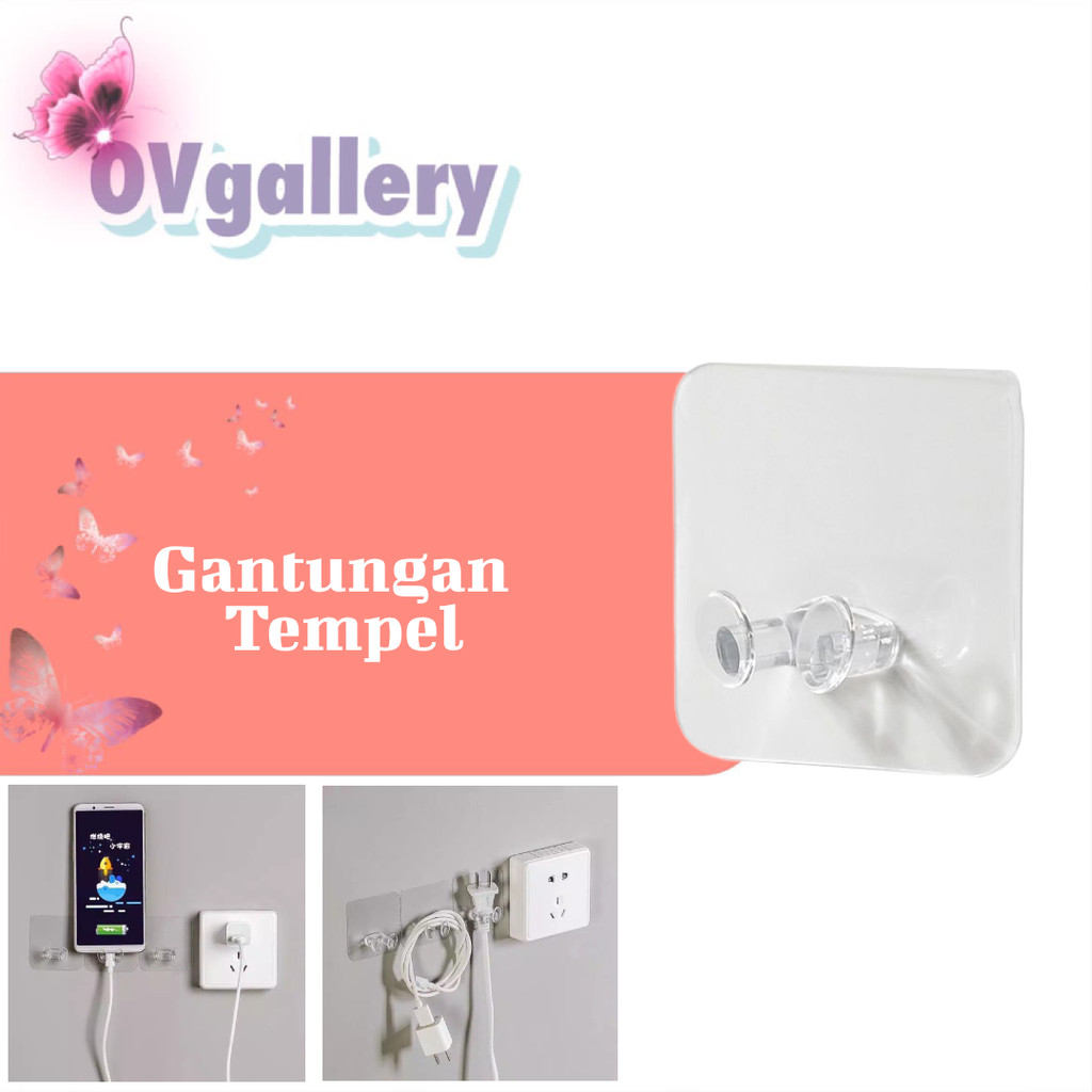 Jual OV578 Tempelan Dinding Penyangga Kepala Kabel Transparan / Hook Gantungan Colokan | Shopee ...