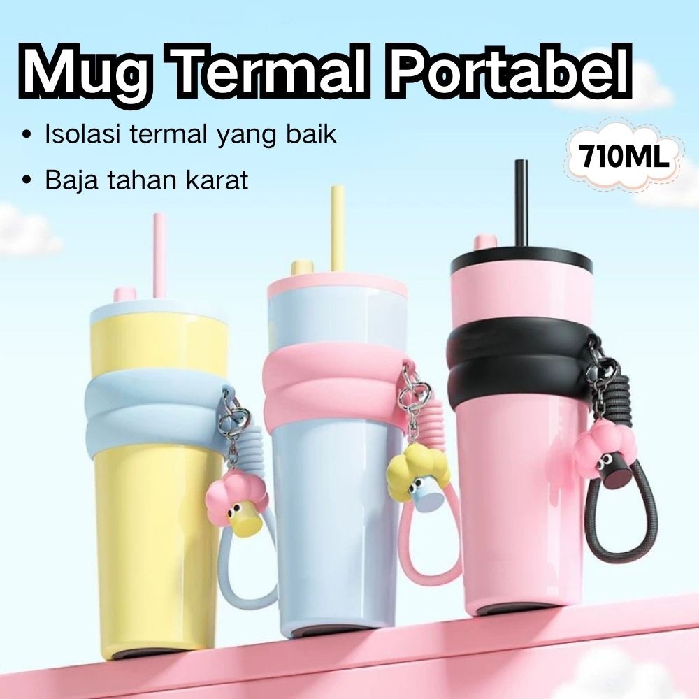Jual Tumbler Fun Plus 710ml Stainless SUS 316 Botol Viral Termos Kopi Free Sedotan Dan Gantungan ...