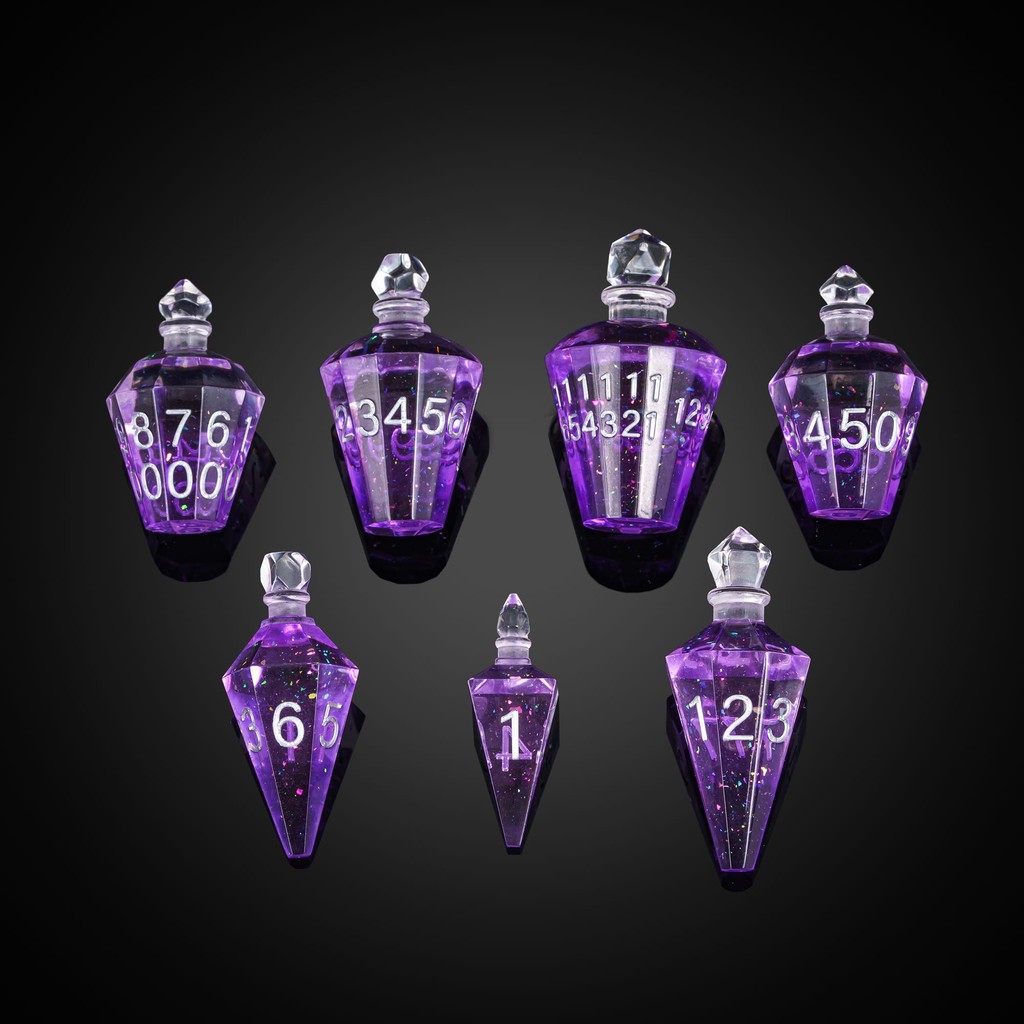 Jual 7 Potion Bottles Sharp Edges Dice DND New Style Polyhedral Dice ...