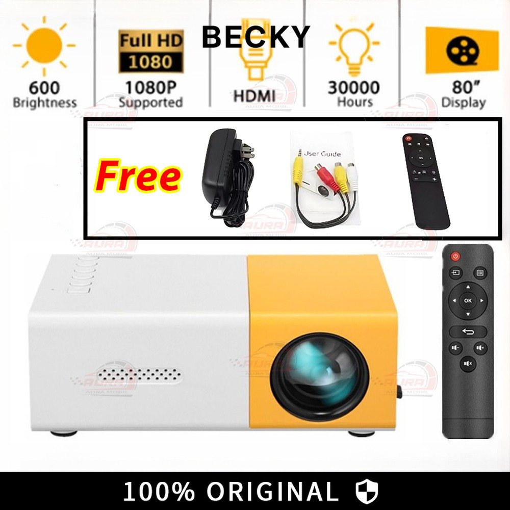 Jual BECKY Mini Proyektor LED YG300 / YG-300 / YG 300 LCD Portable ...