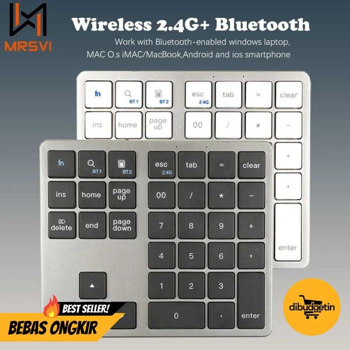 Jual Keyboard Numeric Wireless 2.4GHz Bluetooth Silent Click Keypad - MRSVI K35 | Shopee Indonesia