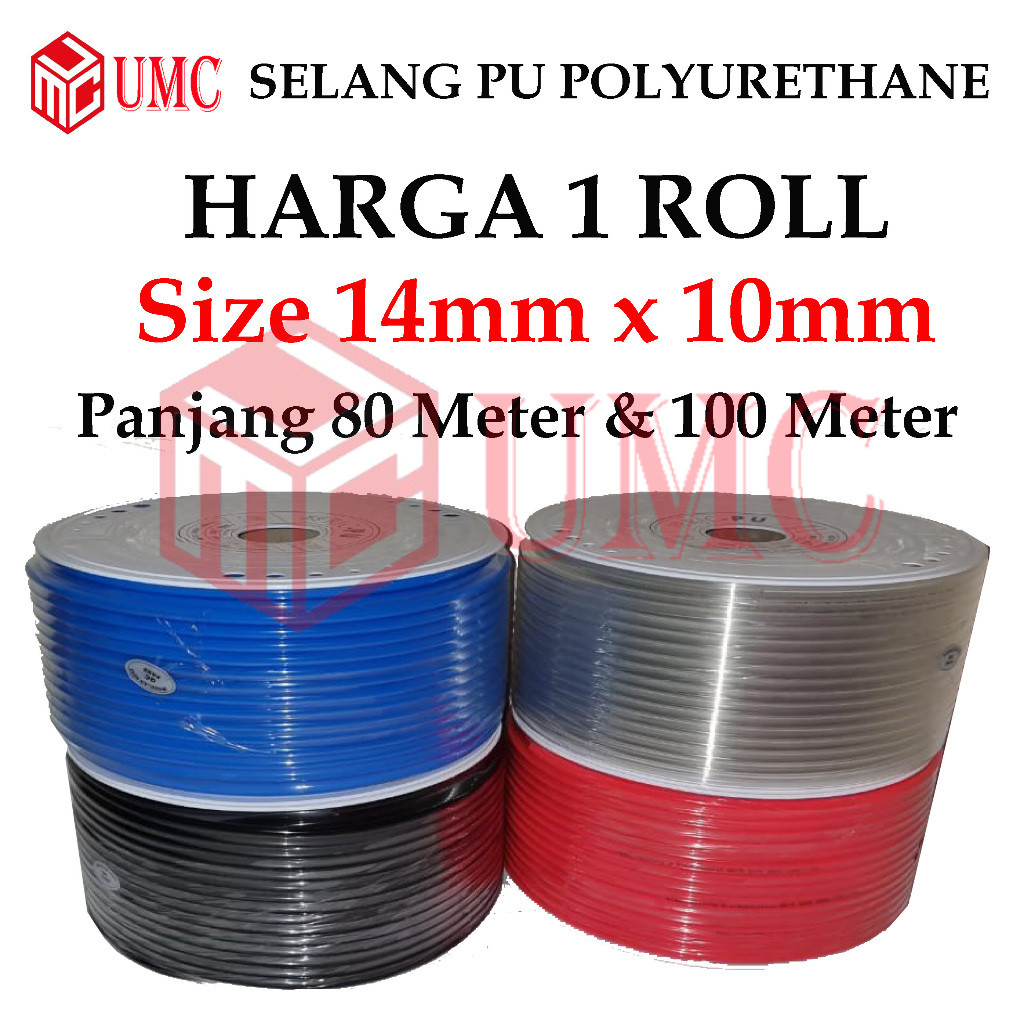 Jual UMC Selang Angin Pu 14mm selang pneumatic 14x10mm ( POLYURHETANE ...