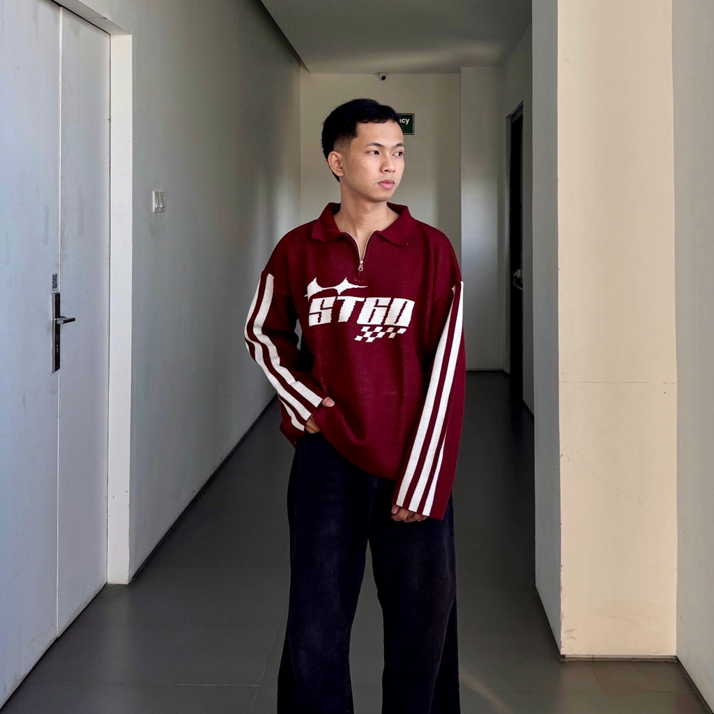 Jual Stiego -Sweater Stiego-Knit Half Star Racer Jersey /Rajut Knitwear ...