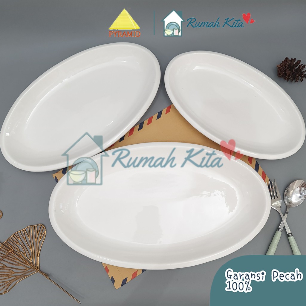 Jual PYRAMID Piring Ikan Oval (3 Ukuran) Piring Saji Piring Lauk Piring ...