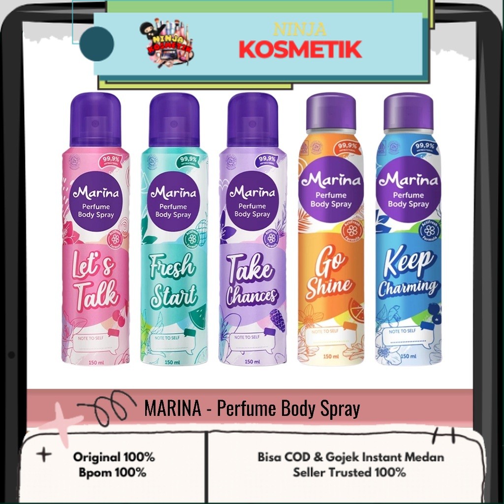 Jual MARINA - PERFUME BODY SPRAY ( 150 ml ) - Body Mist Spray Cewek ...