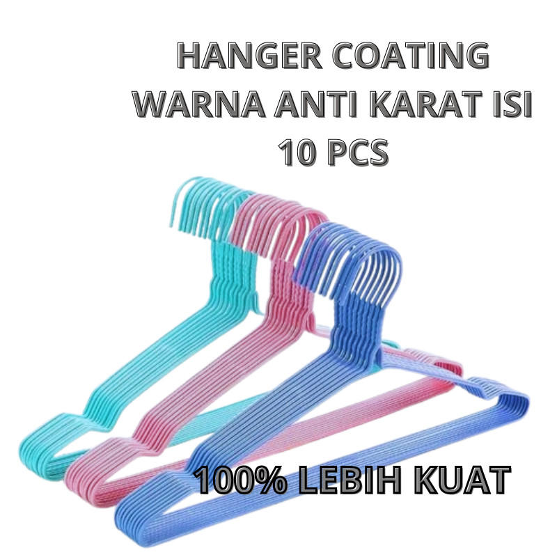 Jual Hanger Gantungan Baju Stainlees Steel Coating Warna 10pcs Hanger ...