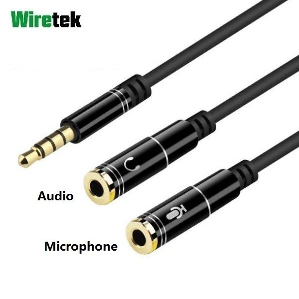 Jual OLR99 Kabel Audio Splitter 3.5mm TRRS to 2x 3.5mm Mic and Speaker ...