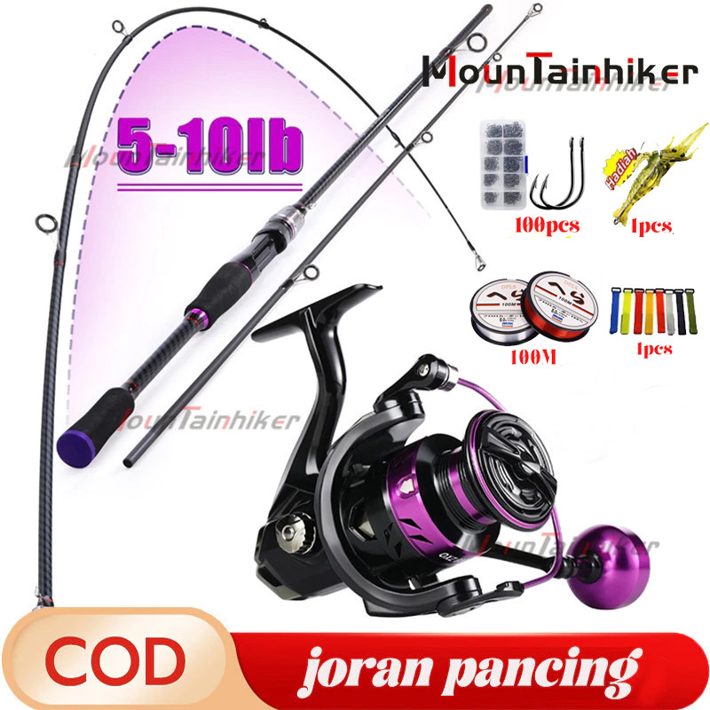 Jual Joran Pancing Set 1.8m 2.1m Carbon Fiber Spinning Fishing Rod 12+1BB Rasio Gear 5.0: 1 Max ...