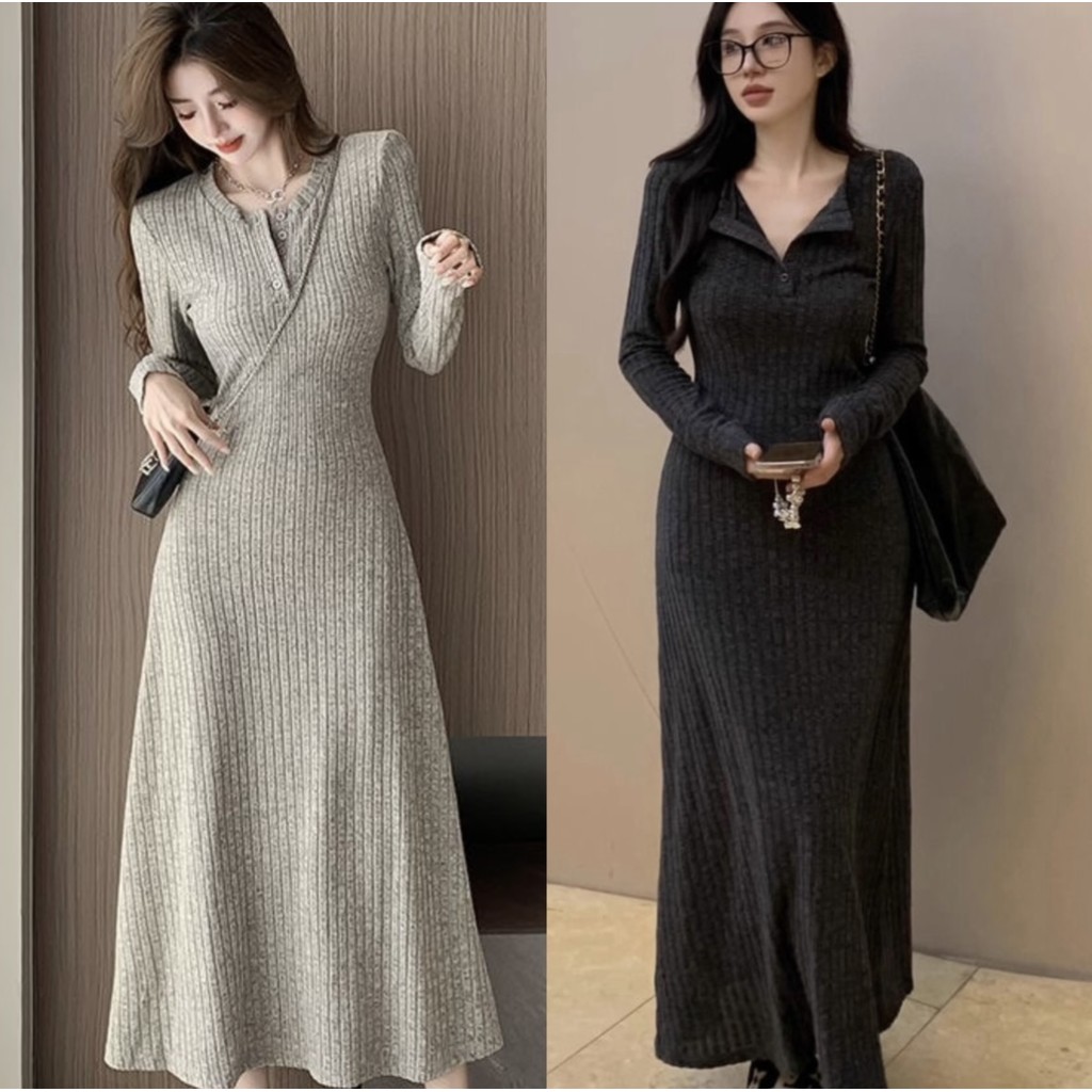 Jual Dress Slim Body Suit Mewah Elegan Dress Rajut Basic Knit M670 ...