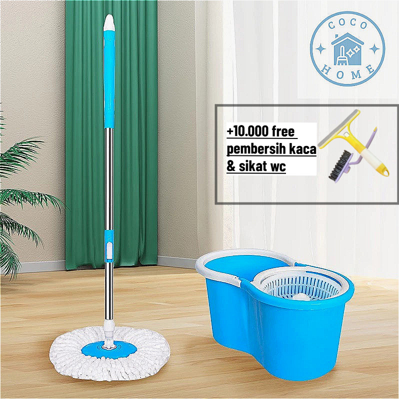Jual COCO HOME Pel Lantai Dengan Rol Praktis Kain Pel Putar Spin Mop ...