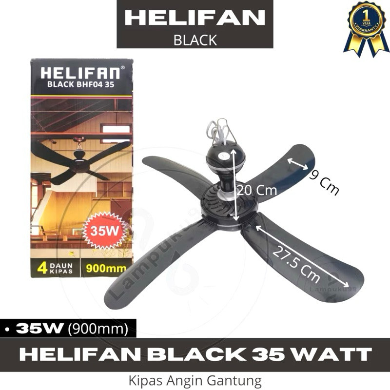 Jual Ceiling Heli Fan Kipas Angin Gantung Hitam Black BHF04 35w 35watt ...