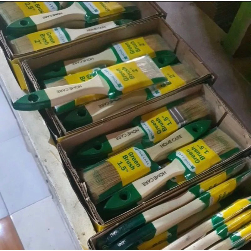 Jual KUAS CAT CET TEMBOK DINDING KAYU BESI HOMECARE GREEN BRUSH ...