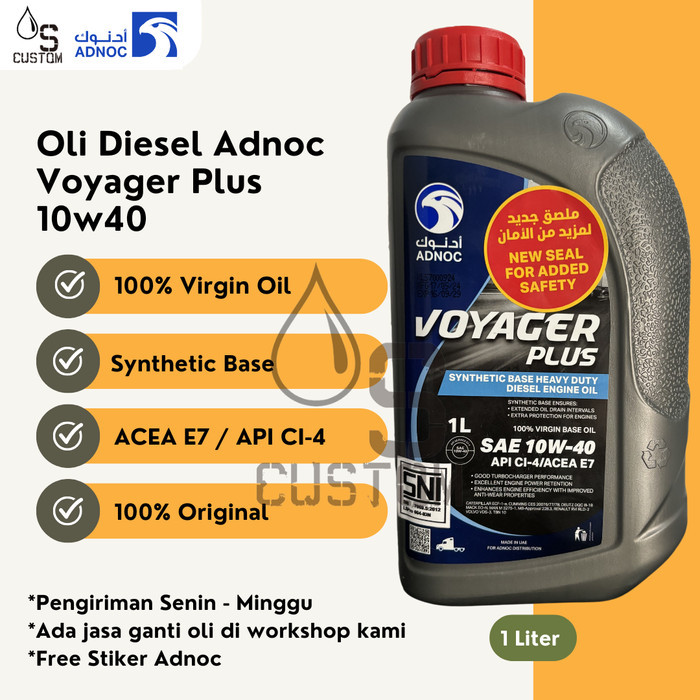 Jual Oli Diesel Adnoc Voyager Plus 10w40 API CI-4 ACEA E7 1L 1 Liter ...