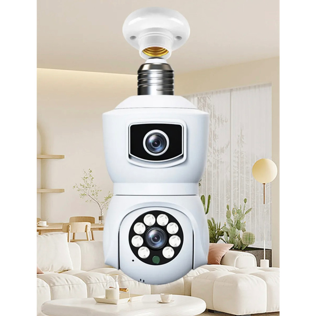 Jual Lampu CCTV Bohlam 8MP Dual Lens IP Camera WiFi CCTV Kamera Indoor ...