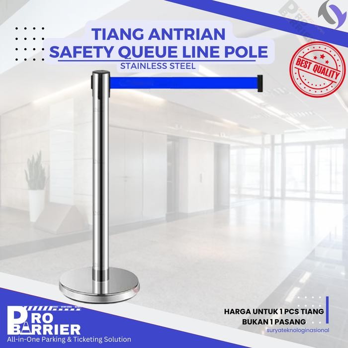Jual Tiang Pembatas Antrian Pita Stainless Silver 2 Meter - Tiang ...