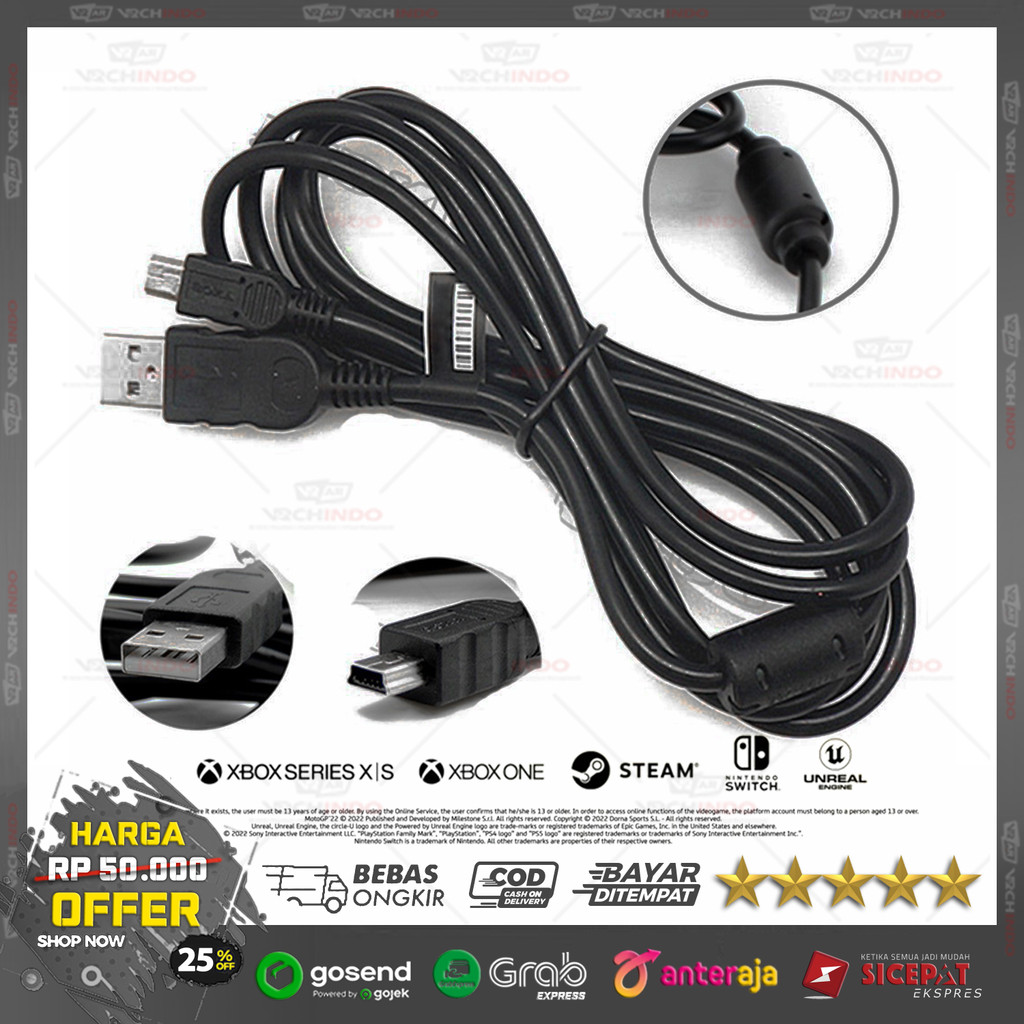 Jual Kabel Data Charger Stik PS3 / PSP / PC / USB to Mini USB Stick PS ...