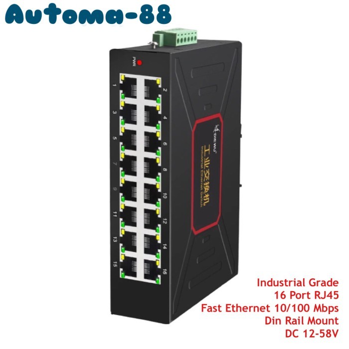 Jual FC99 DIEWU Din Rail Industrial Fast Ethernet switch hub router 16 ...