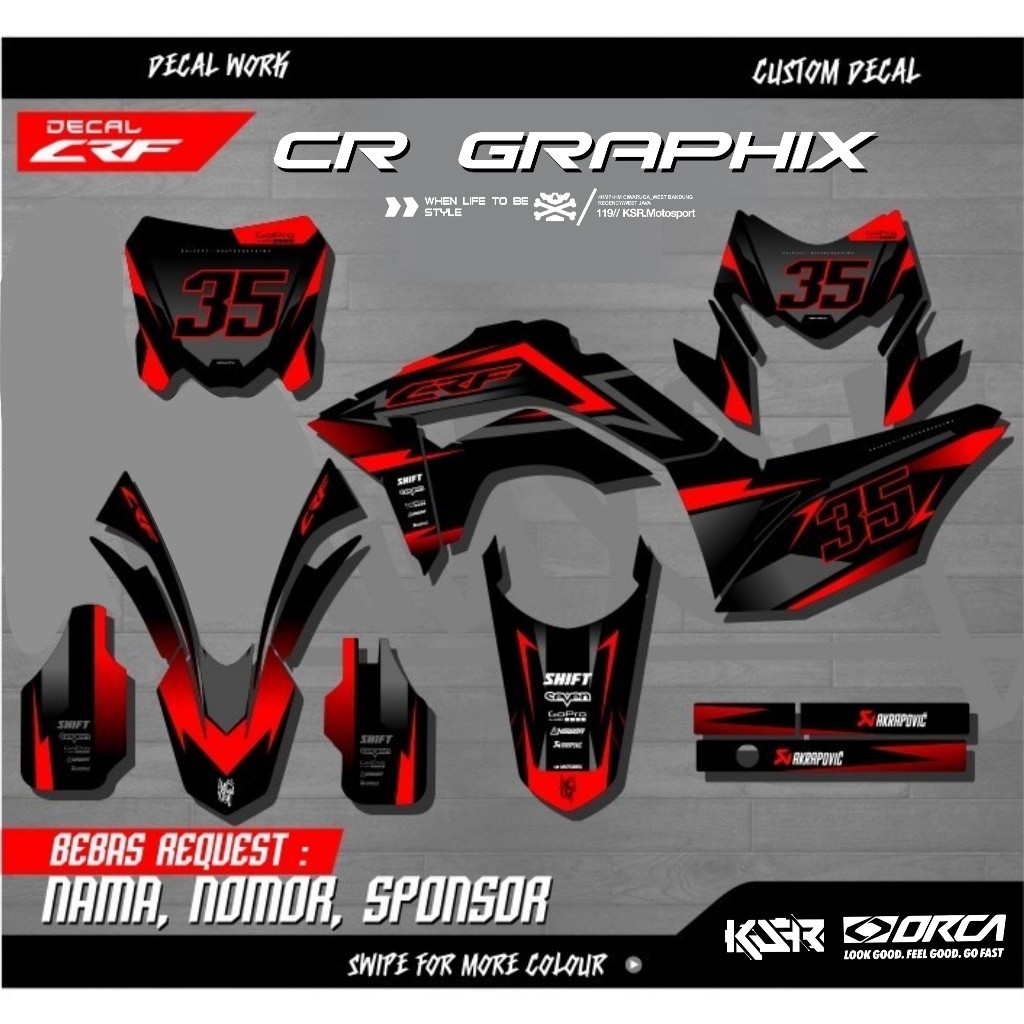 Jual DECAL CRF 150 L SUPERMOTO FULL BODY HITAM SUPER GLOSSY DOFF DESAIN ...