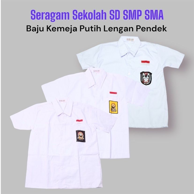 Jual Baju Putih Seragam Sekolah SD SMP SMA Kemeja Putih Lengan PENDEK ...