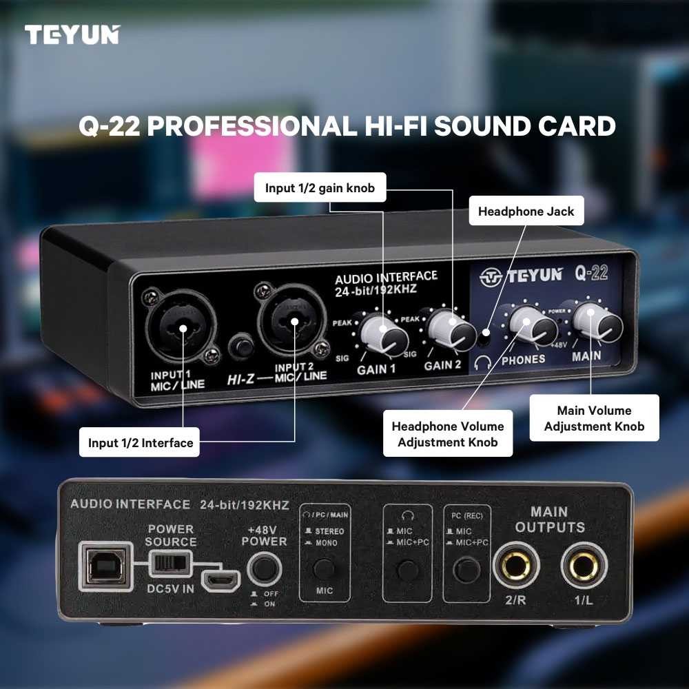 Jual PROMO TEYUN Microphone Hi-Fi Sound Card Amplifier USB Live ...