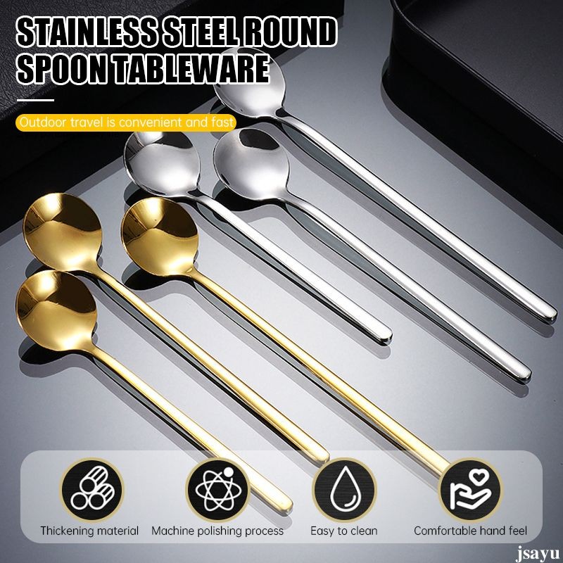 Jual Sendok Stainless Steel Sendok Kopi Gagang Panjang Sendok Bulat ...