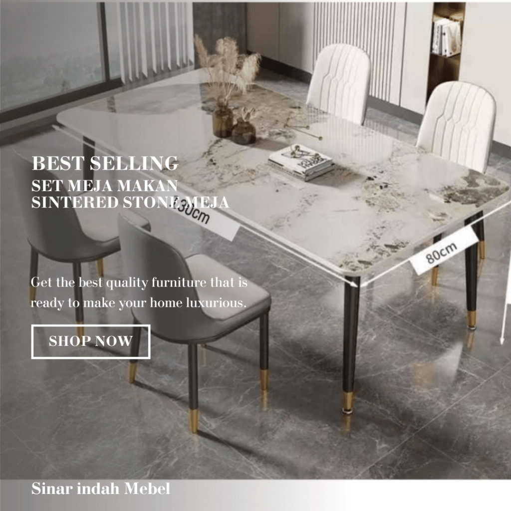 Jual Set Meja Makan Sintered Stone Meja + 4 Kursi merk starlead ...