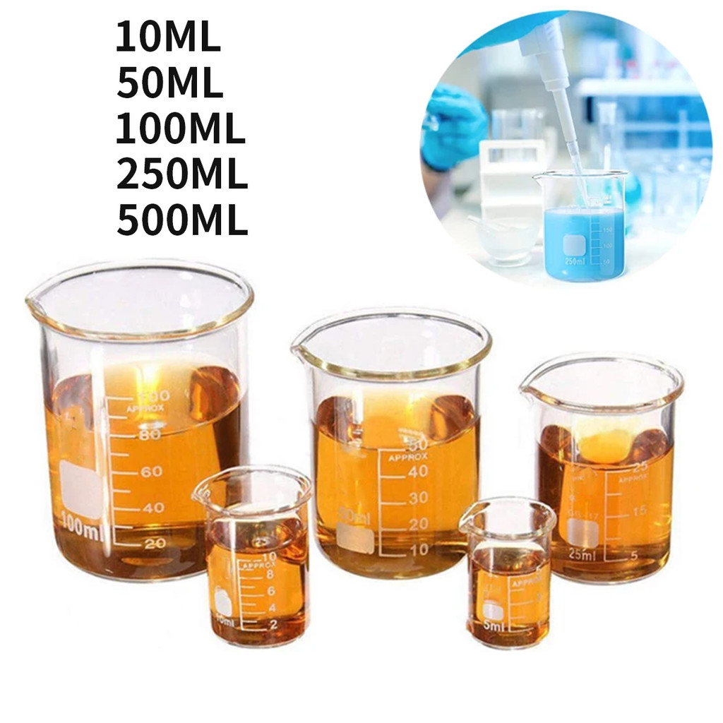 Jual Lab Gelas Ukur Kaca 10/50/100/250/500ml/ Beaker Glass Laboratorium ...